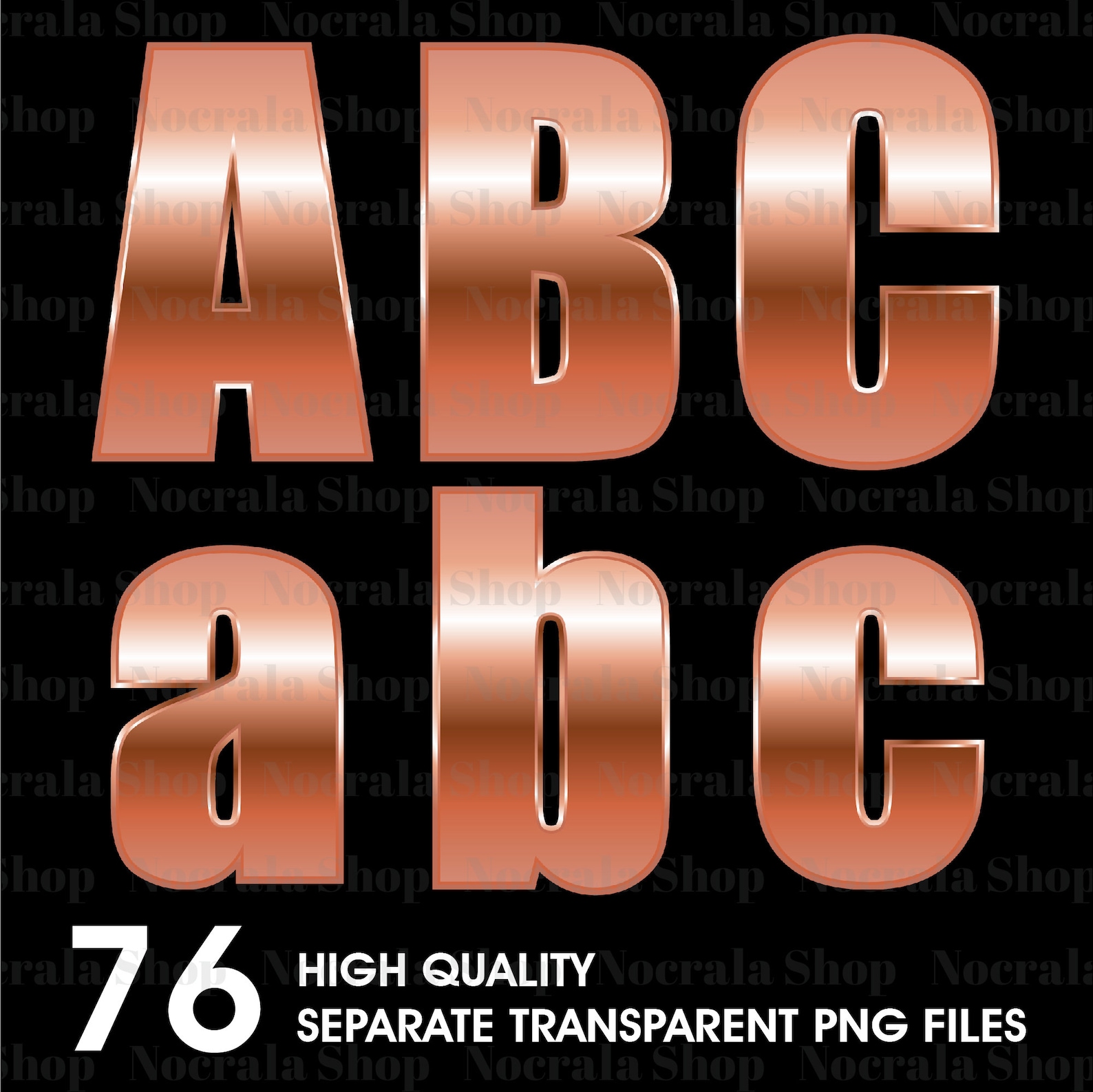 Copper Metallic Alphabet Clipart, Copper Foil Alphabet , Copper Digital ...