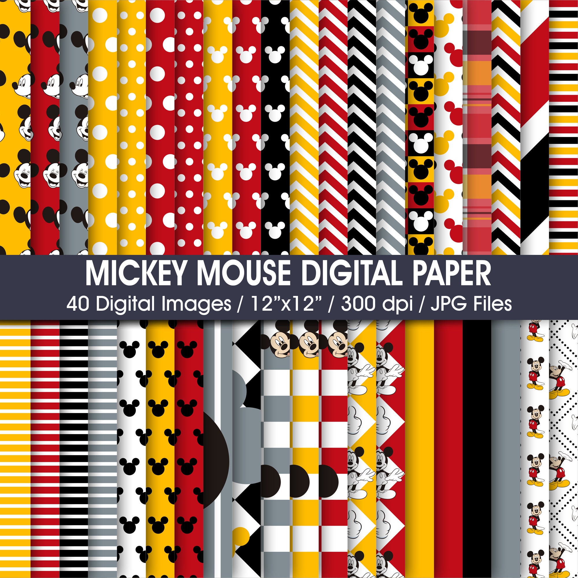 40 Mickey Magic World Digital Paper, Mickey Backgrounds, Instant ...