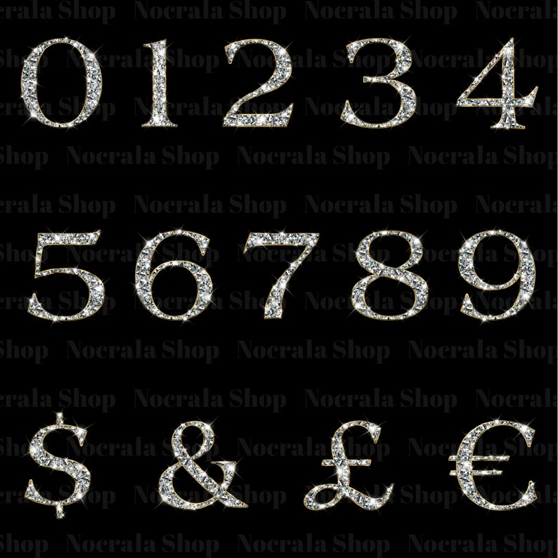 White Diamond Alphabet Clipart PNG Digital Clip Art White - Etsy