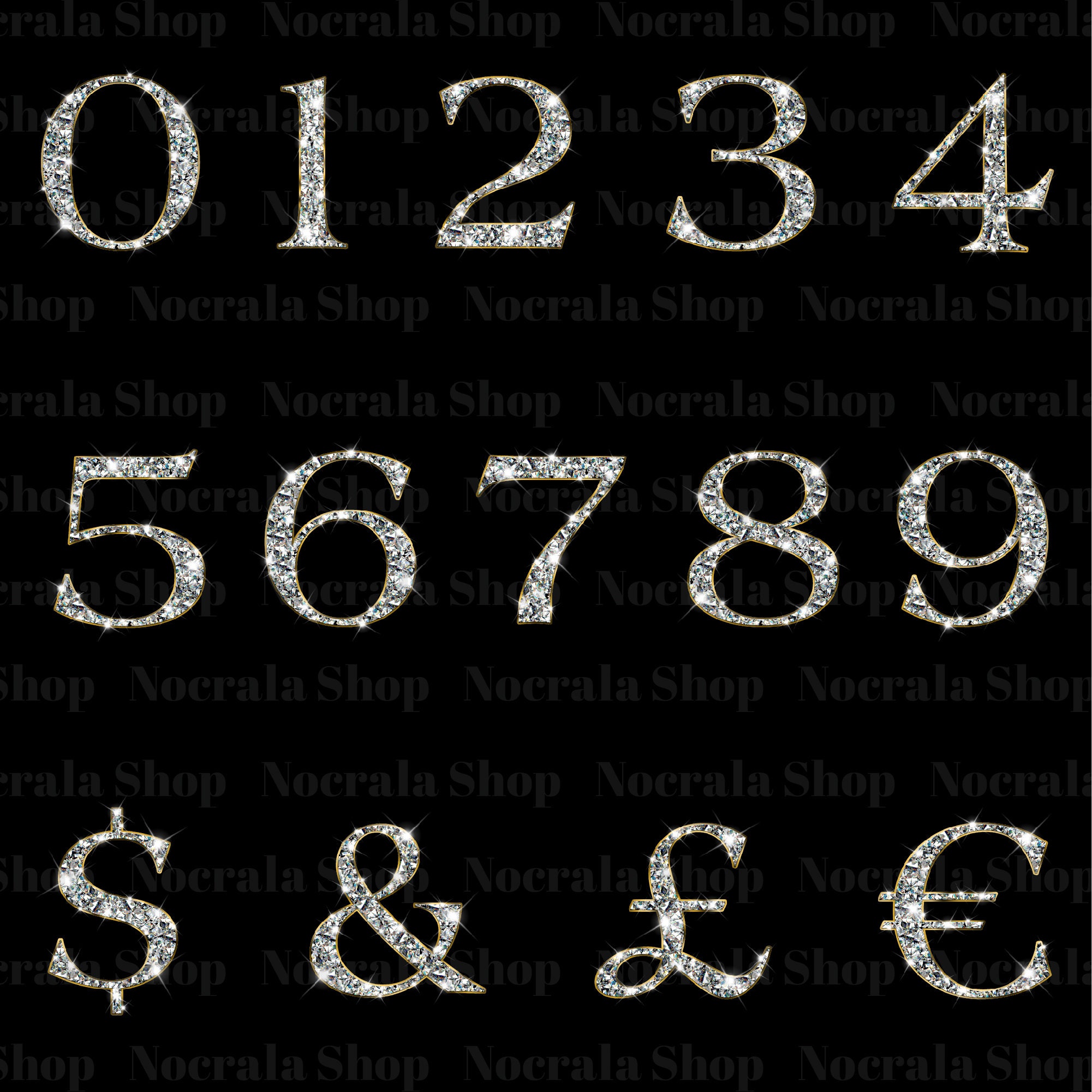 White Diamond Alphabet Clipart PNG Digital Clip Art White - Etsy