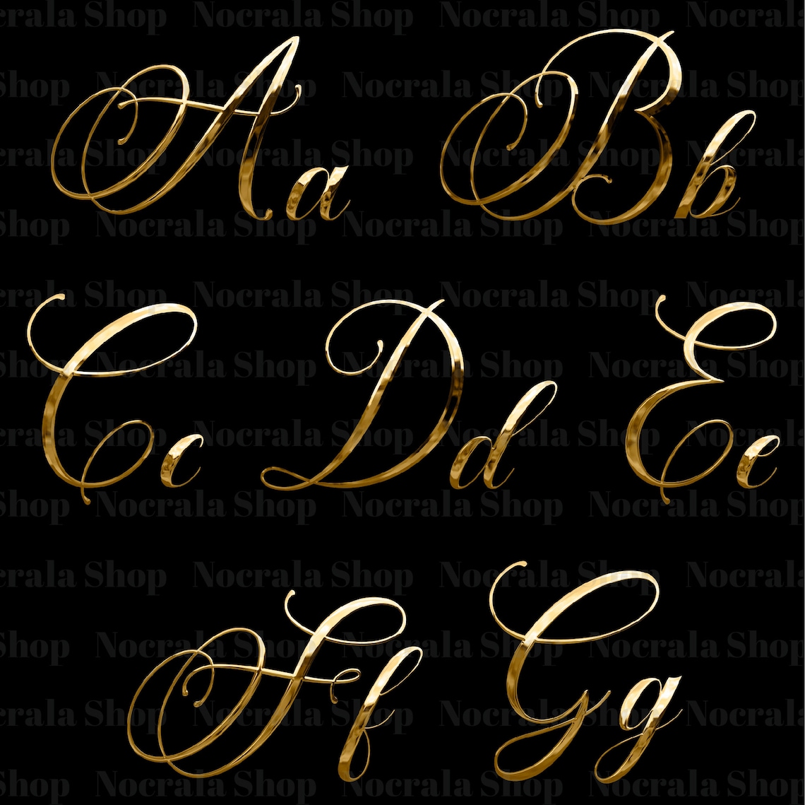 Gold Chrome Cursive Alphabet Clipart, PNG Clip Art, Gold Chrome Cursive ...