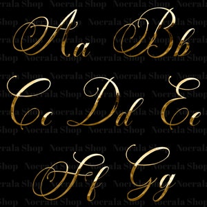 Gold Chrome Cursive Alphabet Clipart, PNG Clip Art, Gold Chrome Cursive ...
