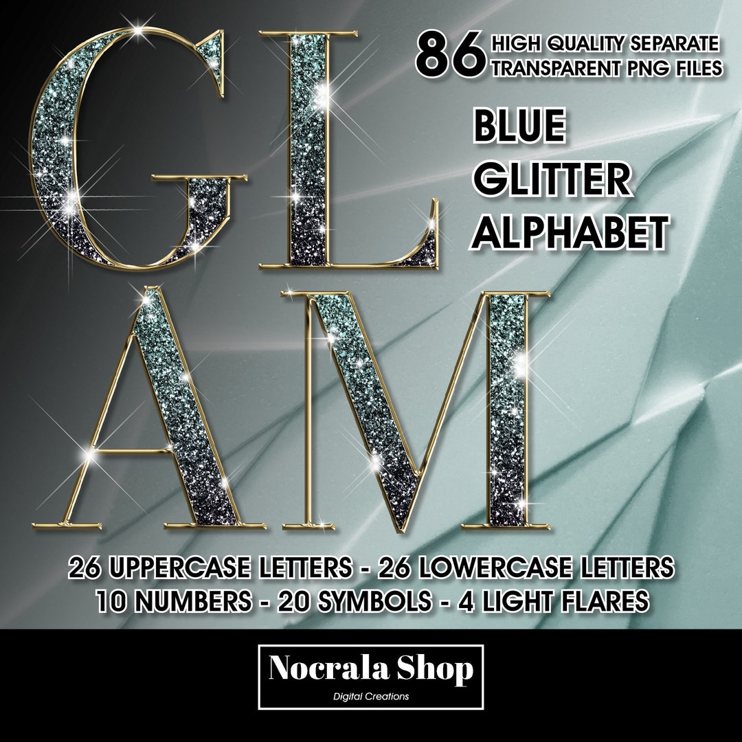 Blue Glitter Glam Alphabet Clipart, PNG Clipart, Bling Alphabet ...