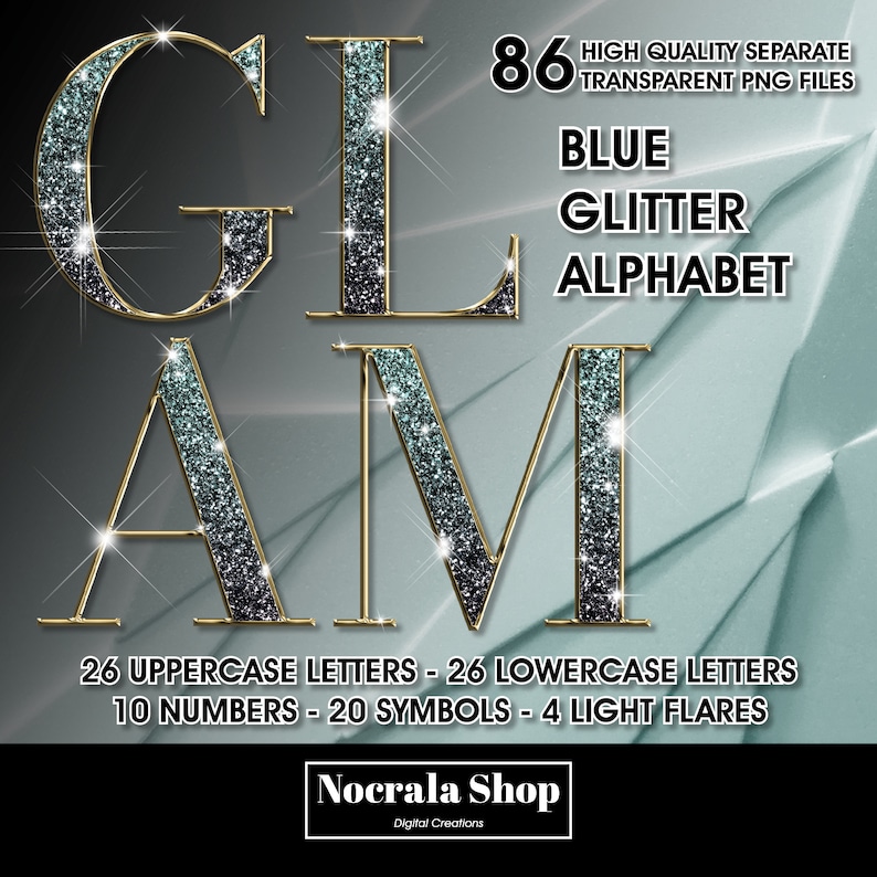 Blue Glitter Glam Alphabet Clipart, PNG Clipart, Bling Alphabet ...