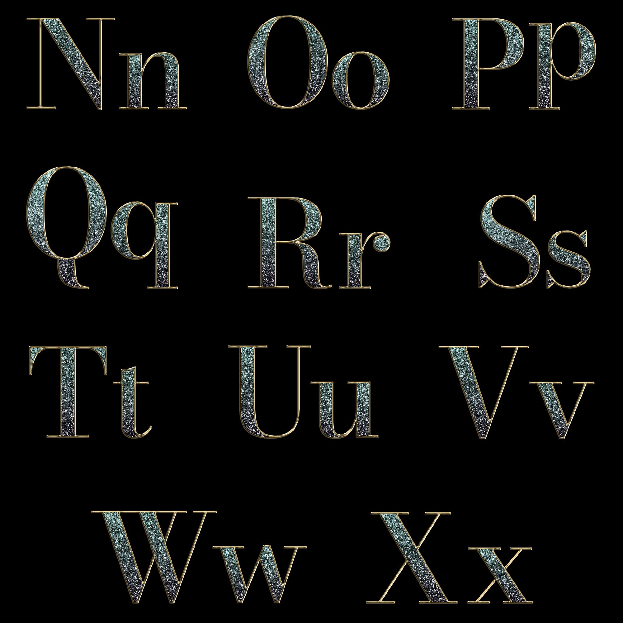 Blue Glitter Glam Alphabet Clipart PNG Digital Clip Art Blue - Etsy