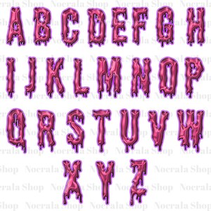 Pink Slime Dripping Alphabet Clipart, Horror Letters (PNG Digital ...