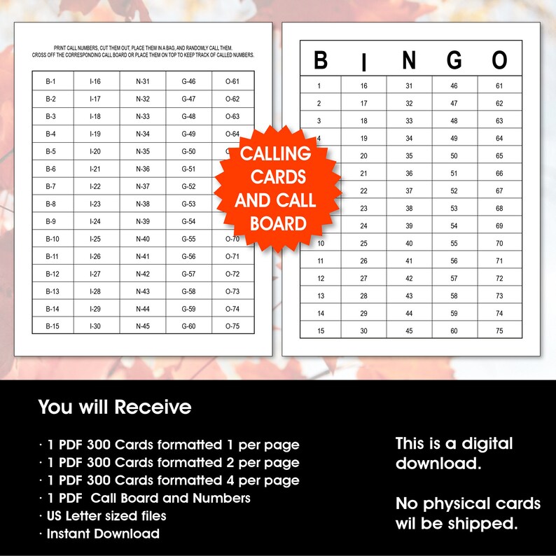 Autumn Colors Bingo, 300 Cards, Fall Party Game (PDF Download) - Etsy