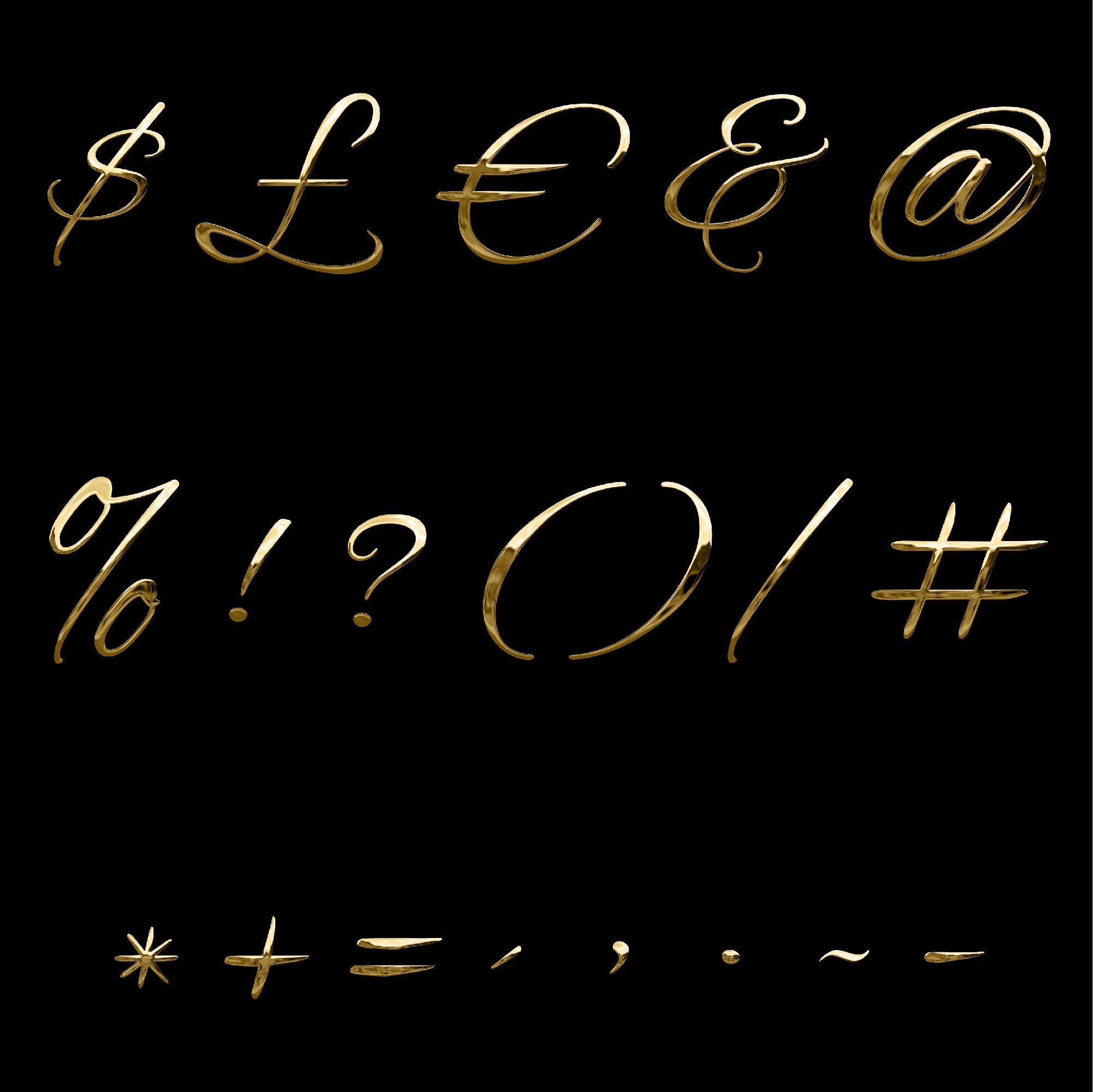 Gold Chrome Cursive Alphabet Clipart, PNG Clip Art, Gold Chrome Cursive ...