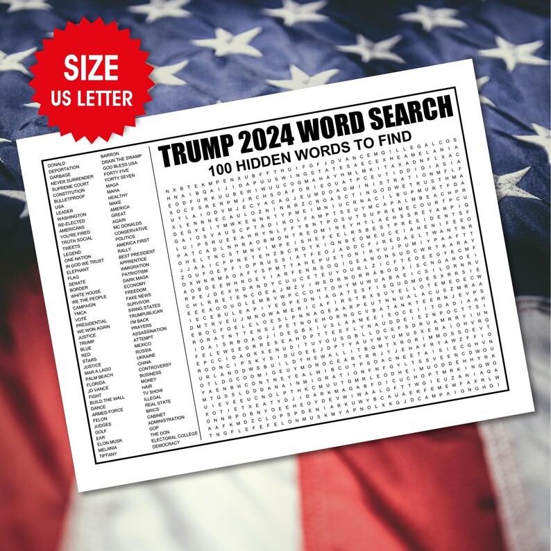 Giant Trump 2024 Word Search, Republican Party Game, Printable Word ...
