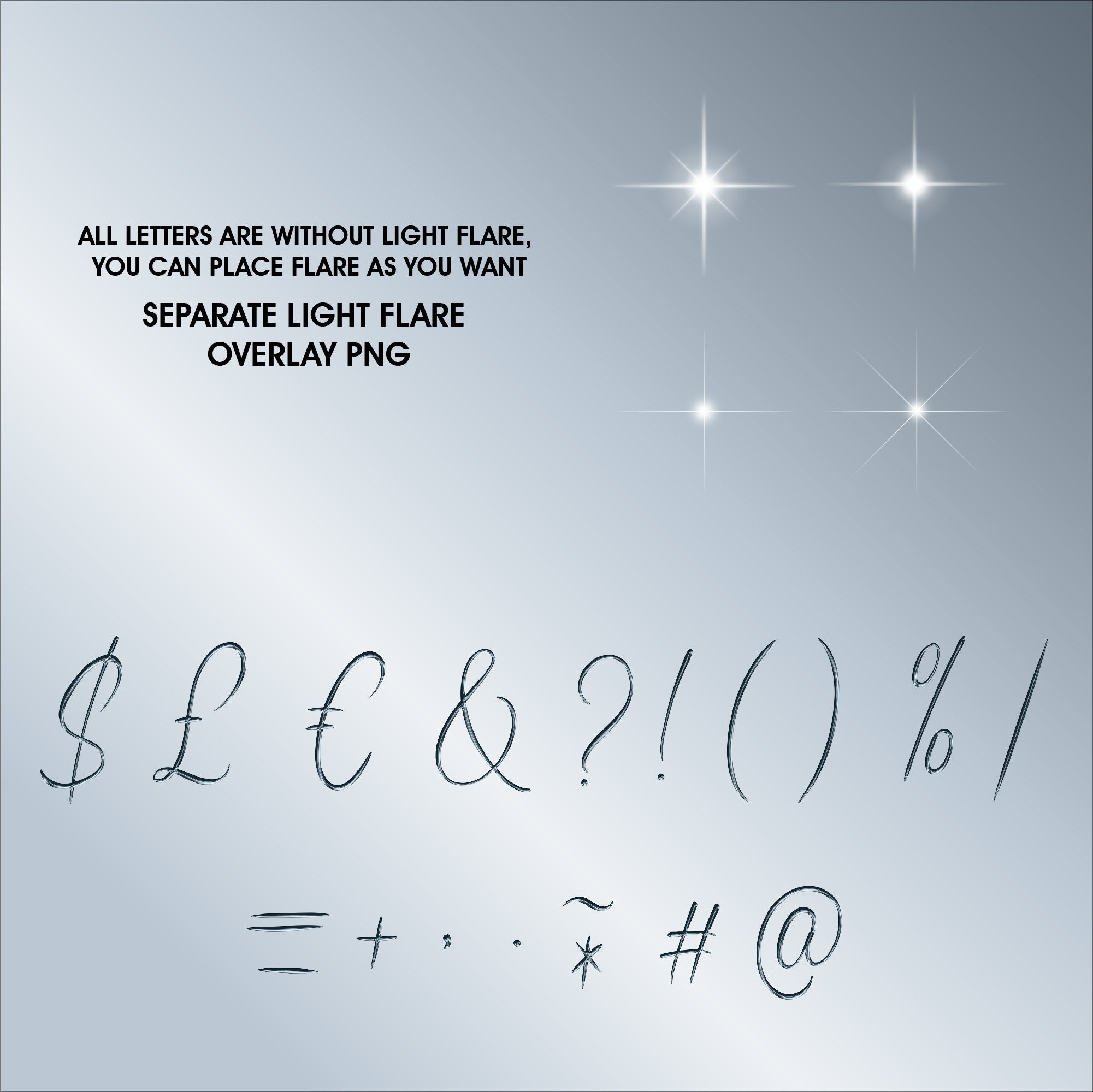 Blue Chrome Cursive Alphabet Clipart, High Shine PNG (digital Download ...