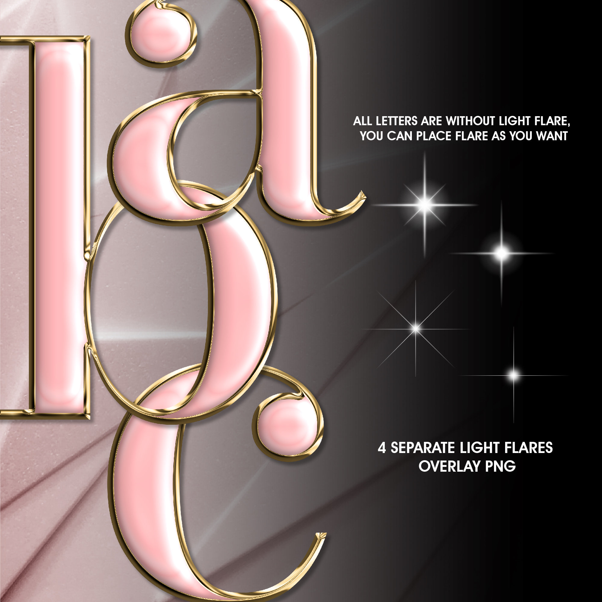 Baby Pink and Gold Glam Alphabet Clipart, PNG Digital Clip Art, Baby ...