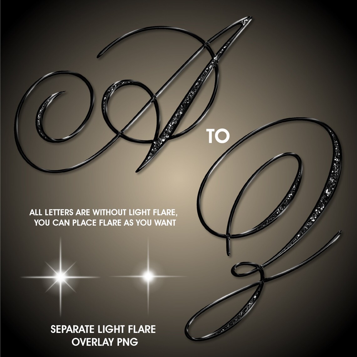 Black Glitter Cursive Alphabet Clipart, PNG Clip Art, High Shine ...