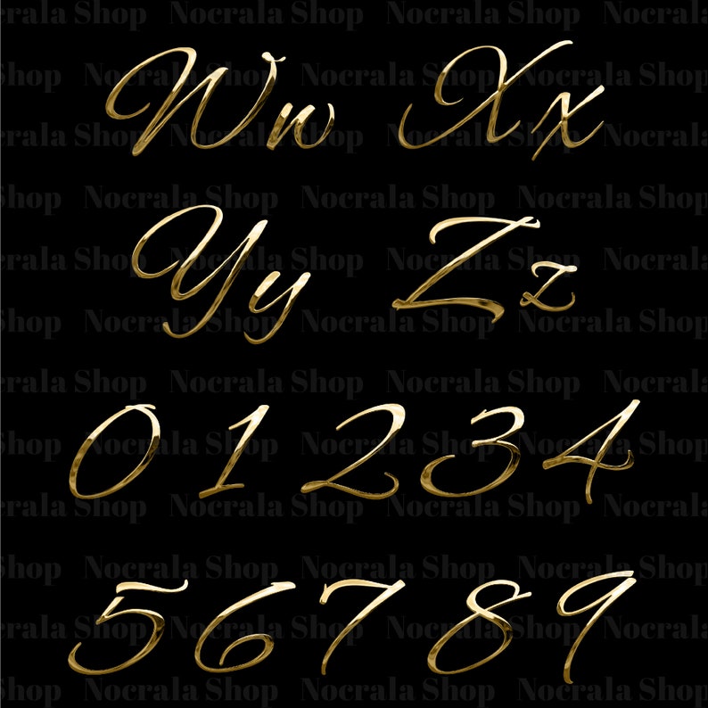 Gold Chrome Cursive Alphabet Clipart, PNG Clip Art, Gold Chrome Cursive ...