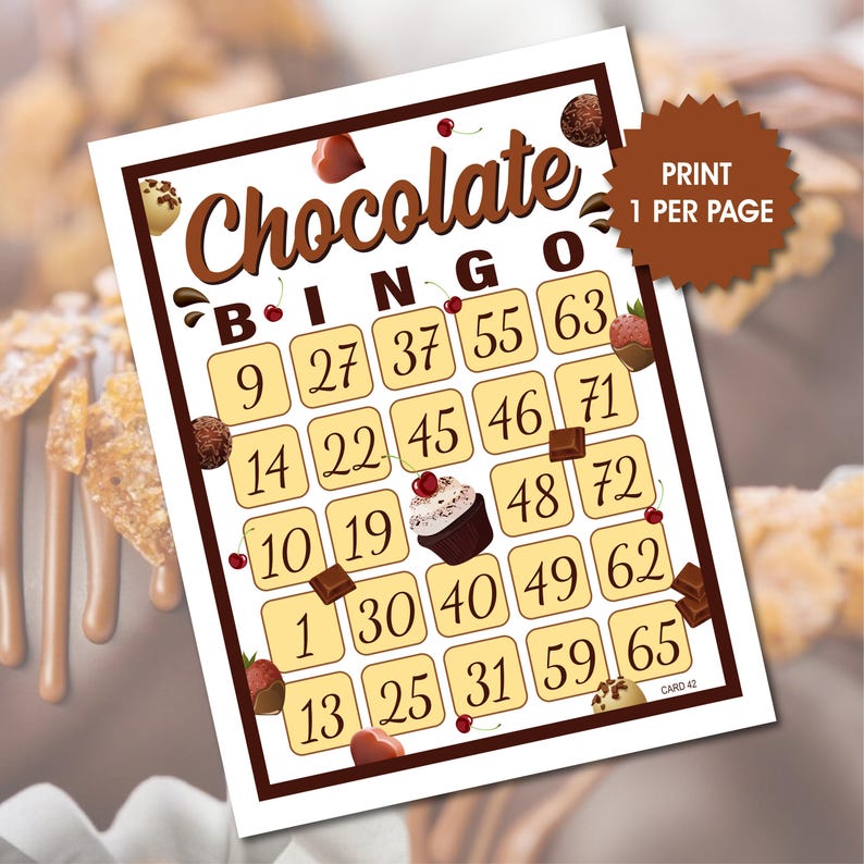 Chocolate Bingo Game, 100 Cards, Birthday Party Activity (PDF Files) - Etsy