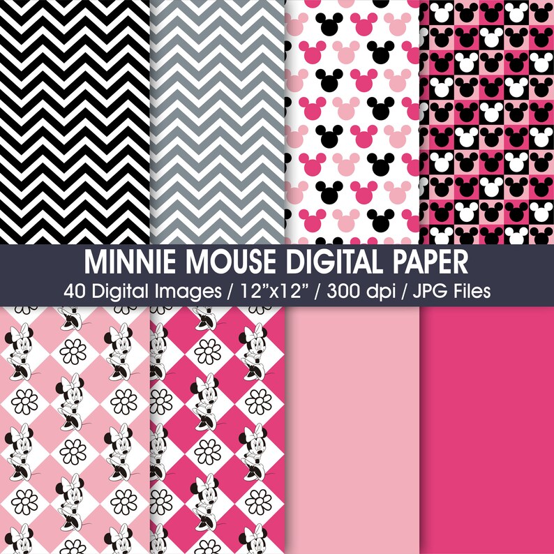 40 Minnie Magic World Digital Paper, Minnie Backgrounds, Instant ...