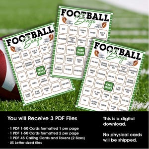 50 Unique Printable Football Bingo Cards. Football Bingo, American ...