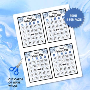 100 Happy Father's Day Bingo Cards, 1,2 or 4 per Page, Fun Party Game ...
