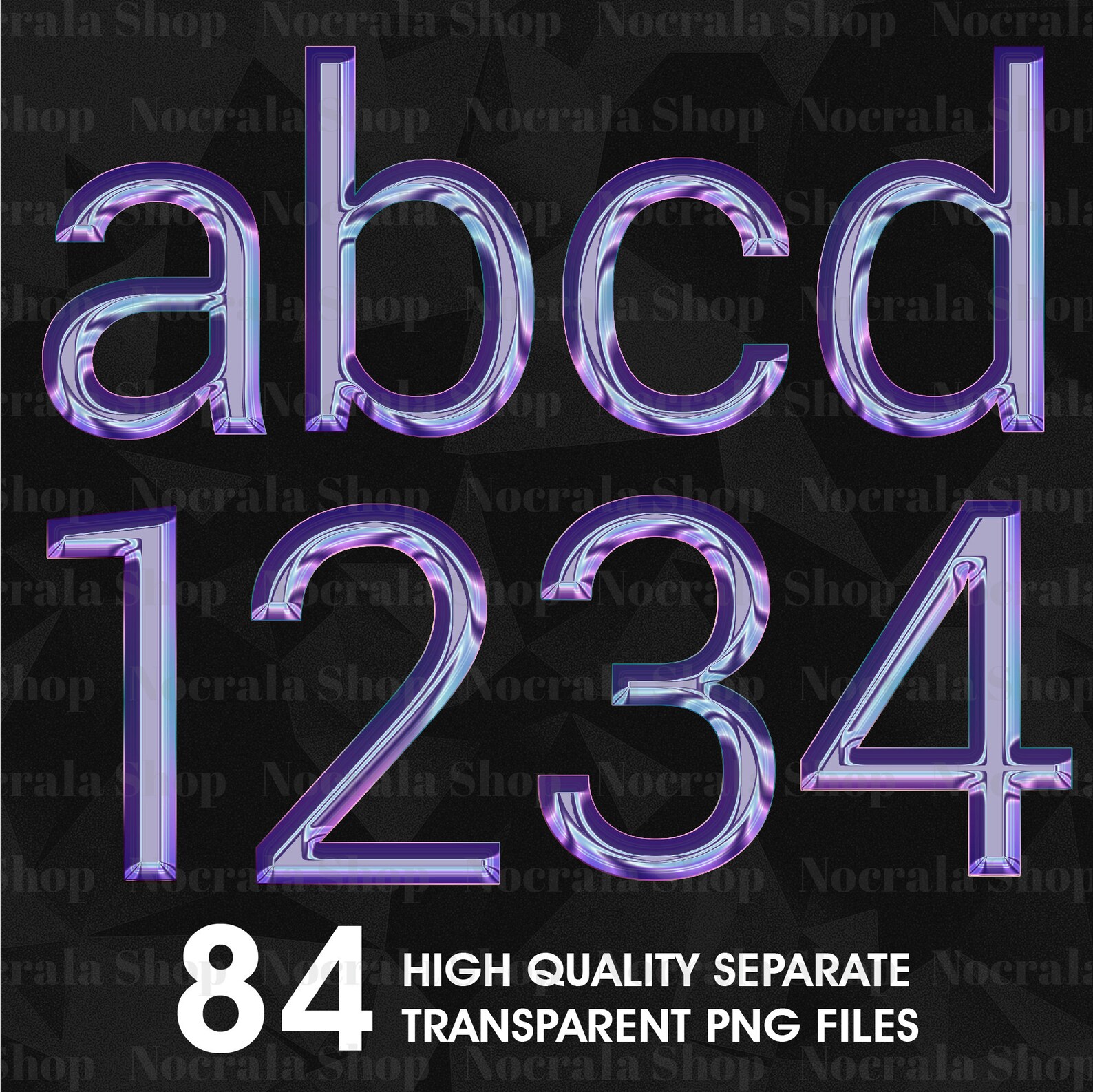 Holographic Chrome Alphabet Clipart, PNG Letters, Numbers, Symbols ...