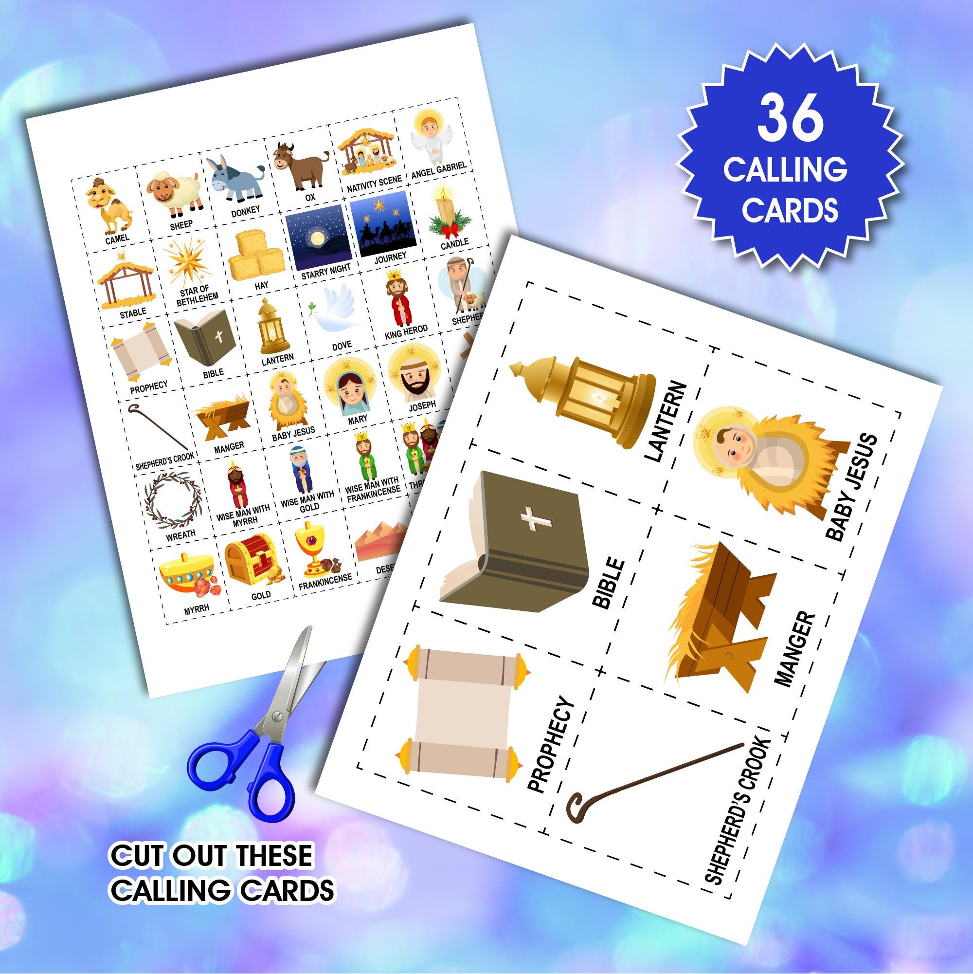 50 Nativity Bingo Cards, Bible Game, Baby Jesus Bingo, Christmas Game ...