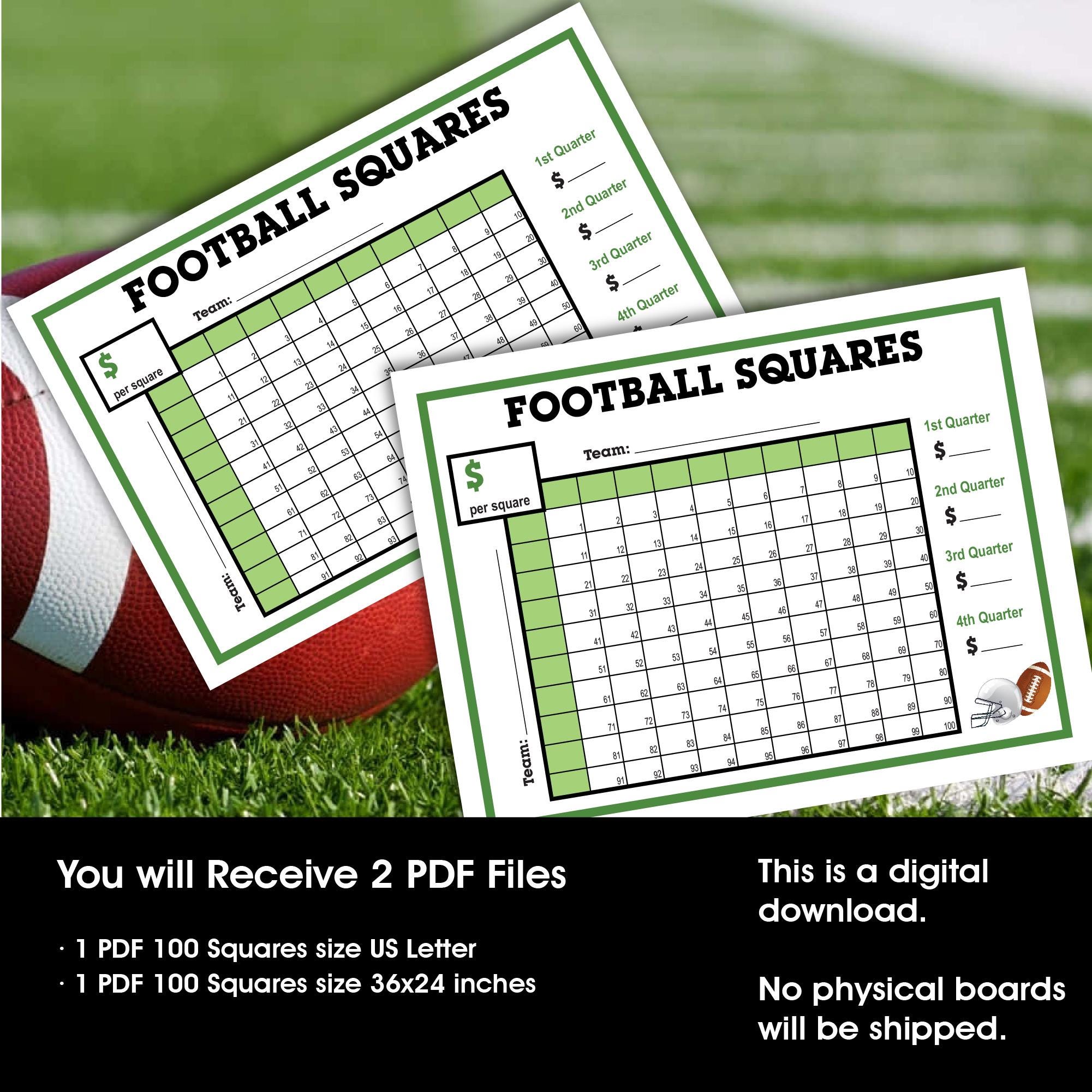 Football Squares Board, 100 Numbered Squares, Fun Family Activity ...