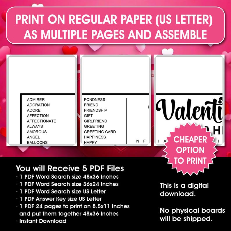 Valentine's Day Word Search Game - 100 Hidden Words - Printable ...