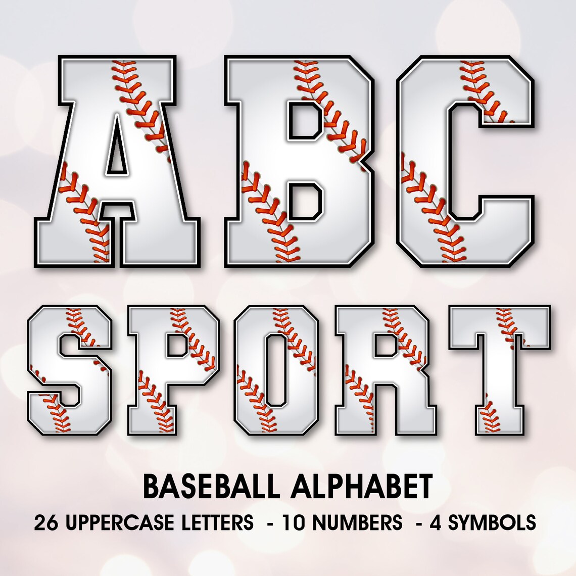 Baseball Alphabet Clipart, PNG Digital Clip Art, Baseball Letters ...