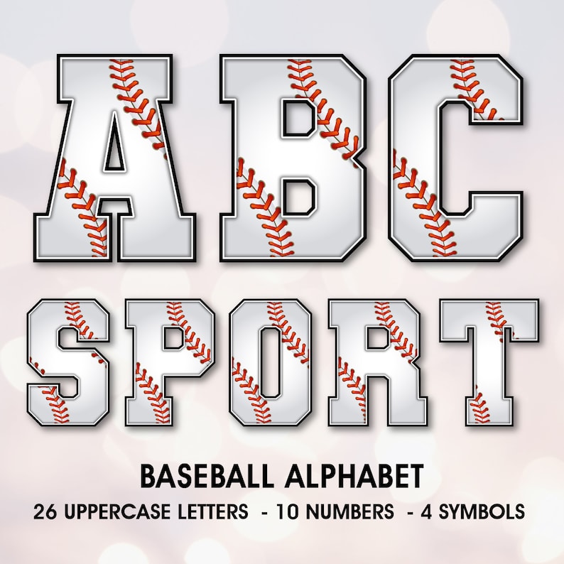 Baseball Alphabet Clipart, PNG Digital Clip Art, Baseball Letters ...