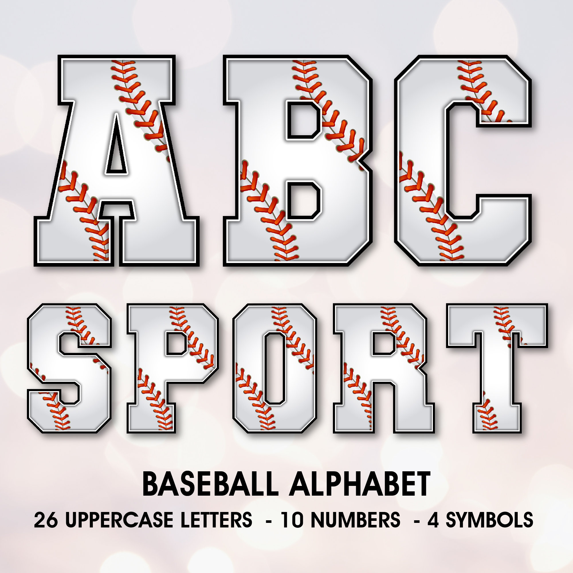 Baseball Alphabet Clipart, PNG Digital Clip Art, Baseball Letters ...