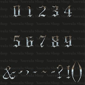Gothic Silver Alphabet Clipart, PNG Digital Clip Art, Silver Gothic ...