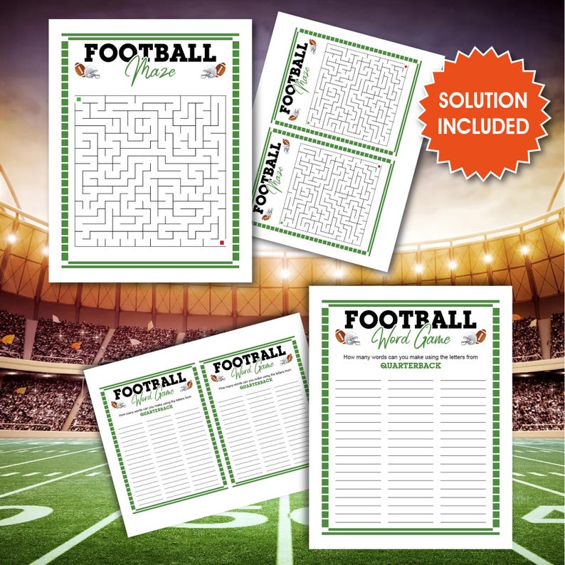 7 Printable Football Party Games for Kids & Adults, American Football ...