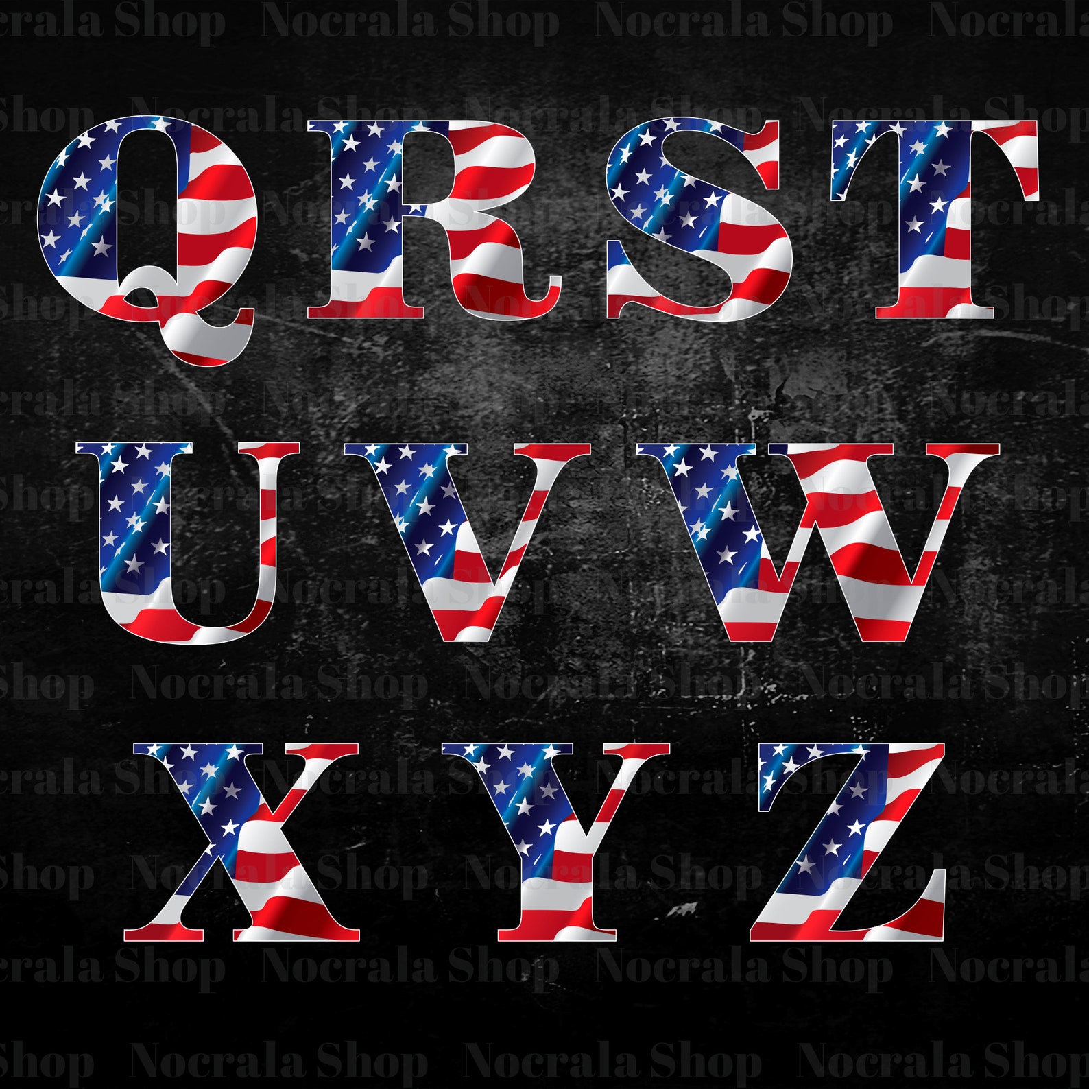 American Flag Alphabet Clipart, PNG Digital Clip Art, American Letters ...