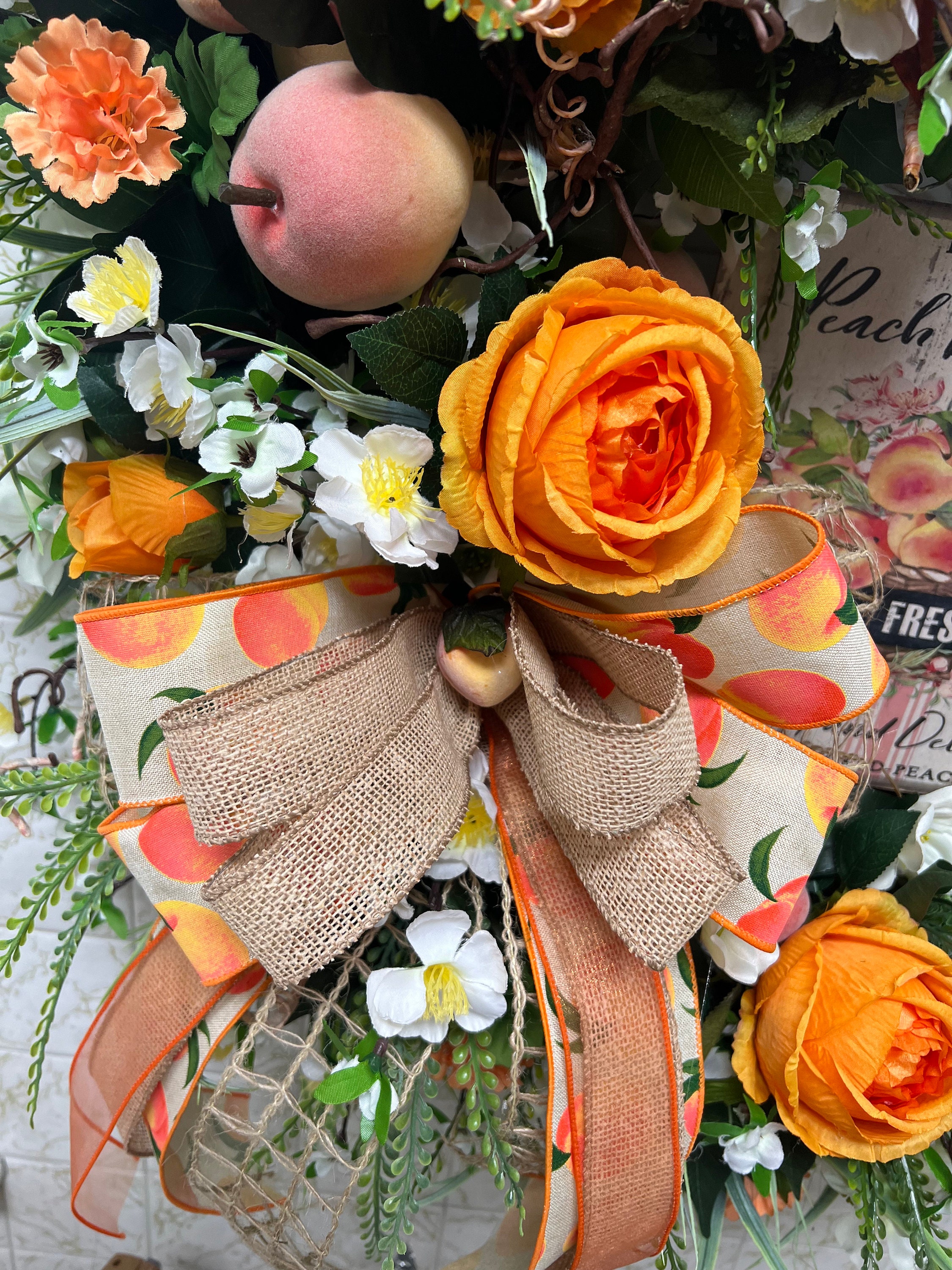 Front Door Wreath, Peach Wreath, Summer and Fall Wreath - Etsy