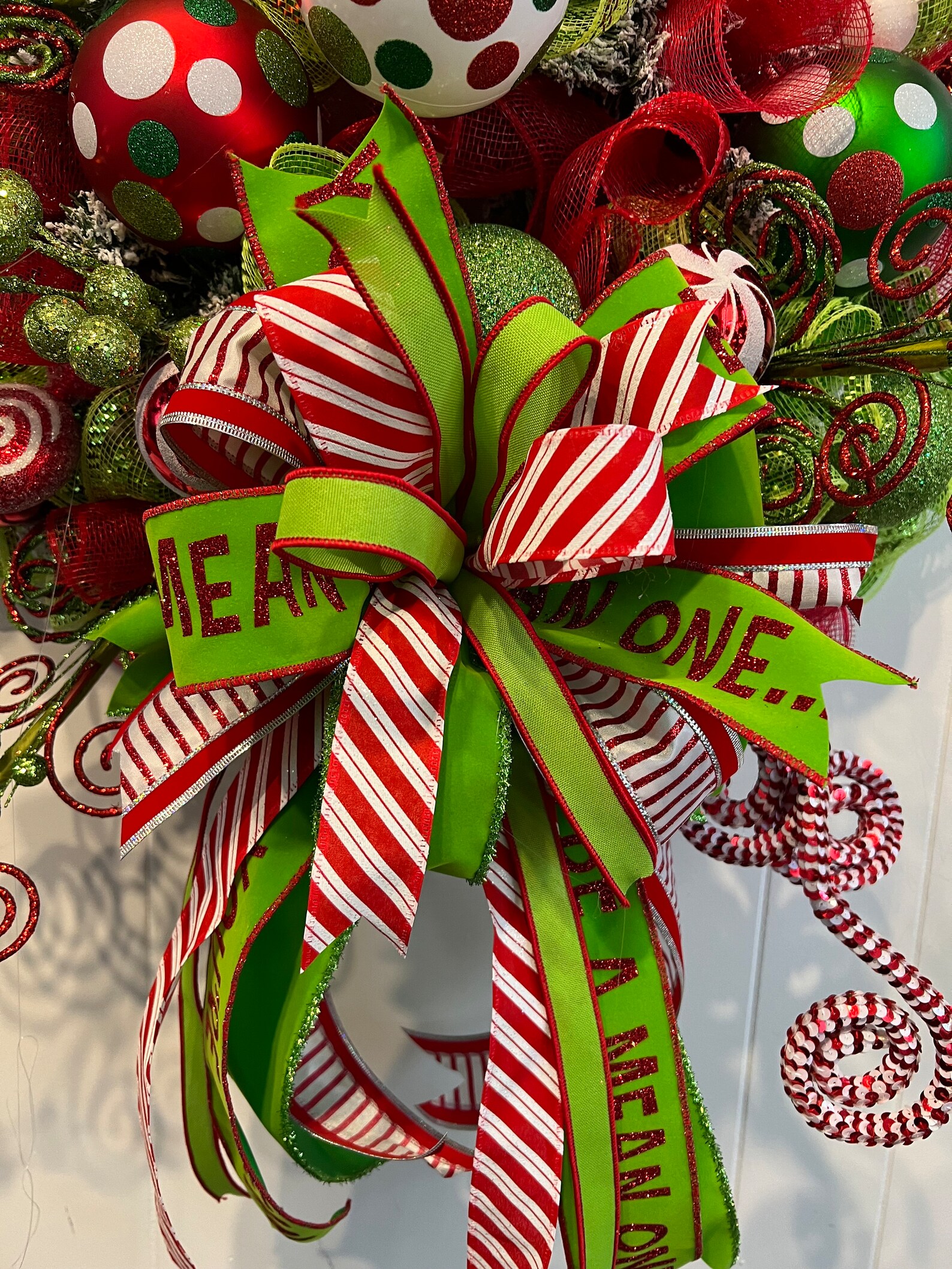 Large Designer Whimsical Christmas Wreath, Youre a Mean One Wreath - Etsy