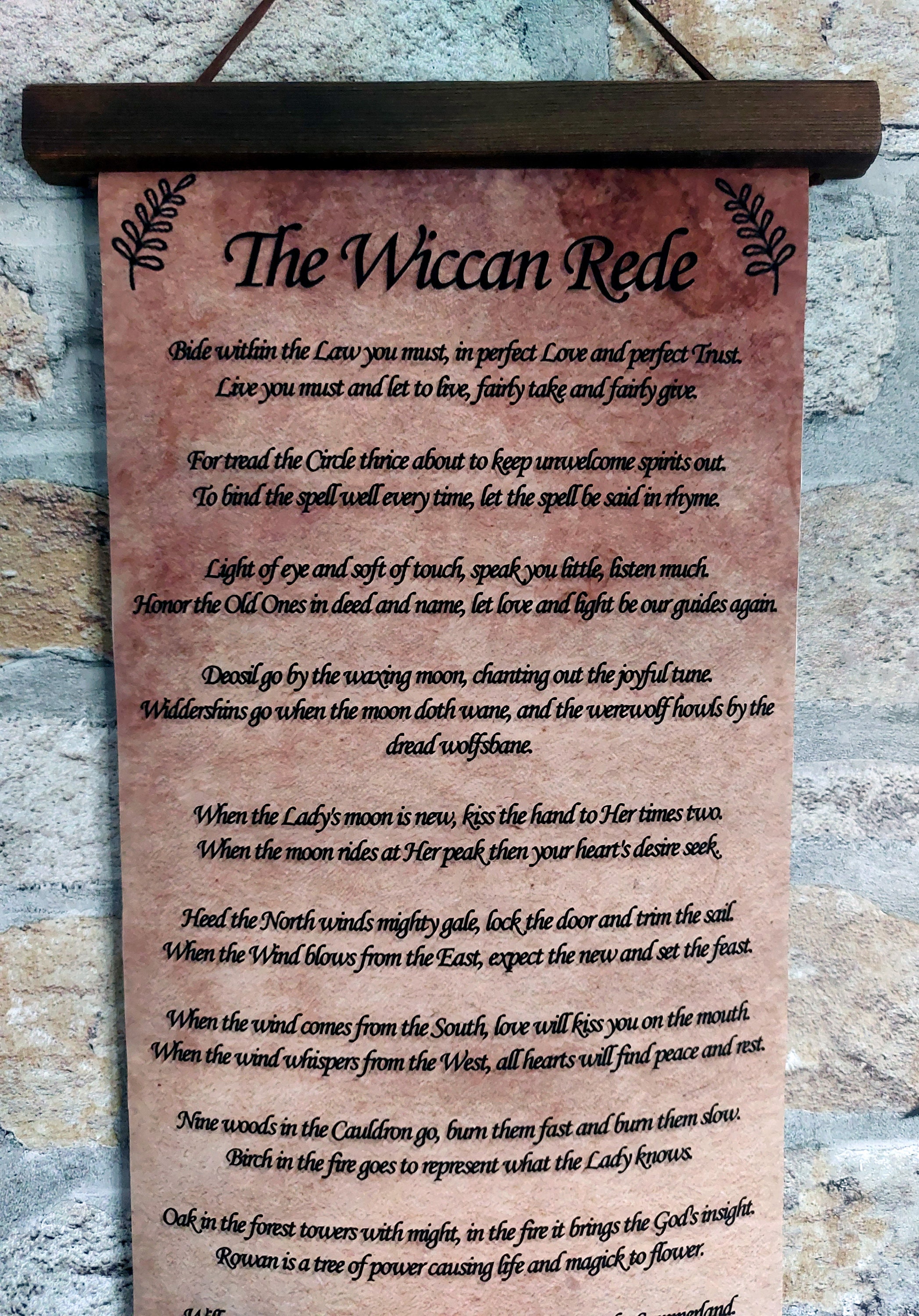 The Wiccan Rede Full Version Wall Hanging Parchment Scroll - Etsy