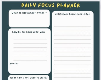Premium DAILY FOCUS PLANNER - Etsy