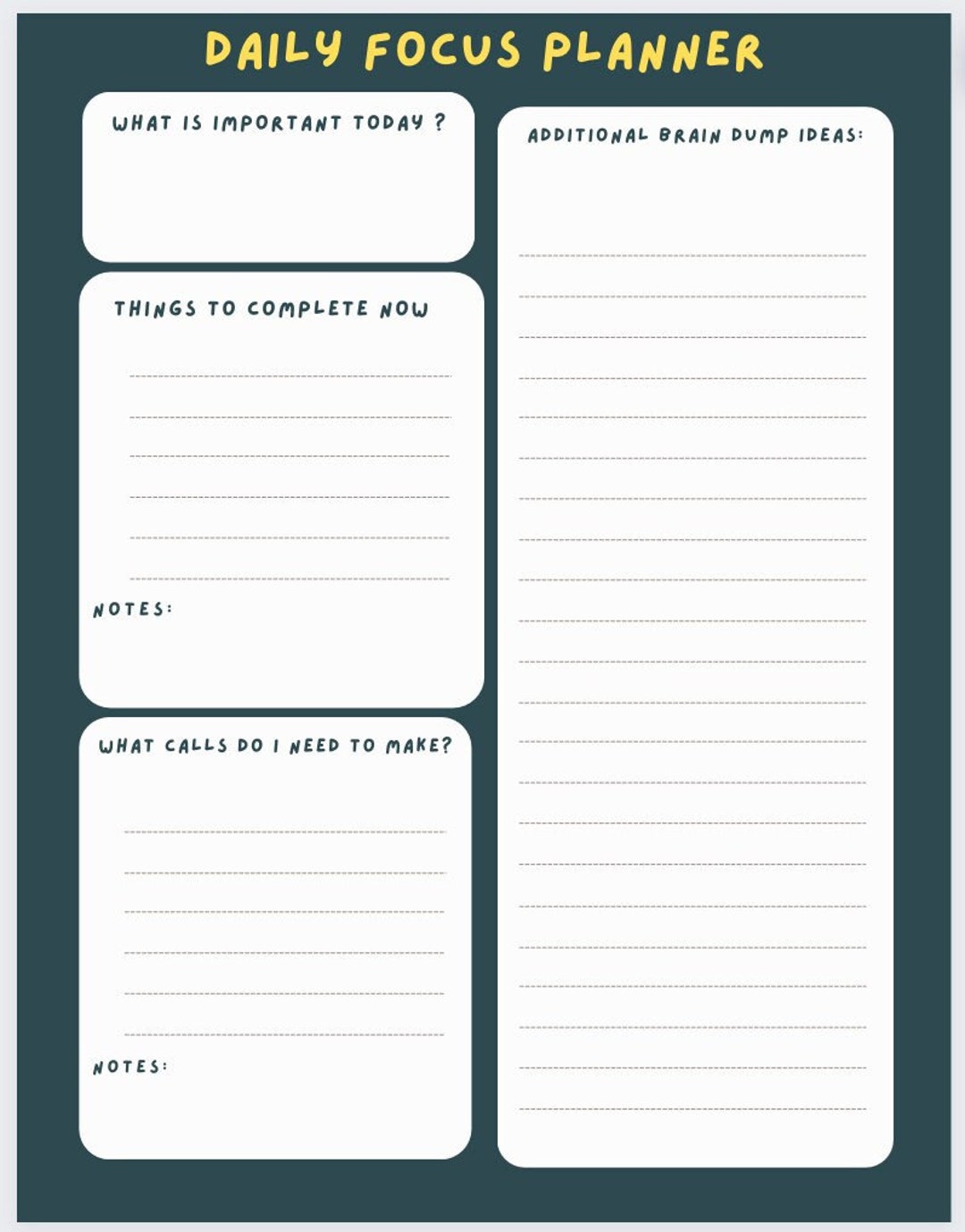 Daily Focus Planner - Etsy