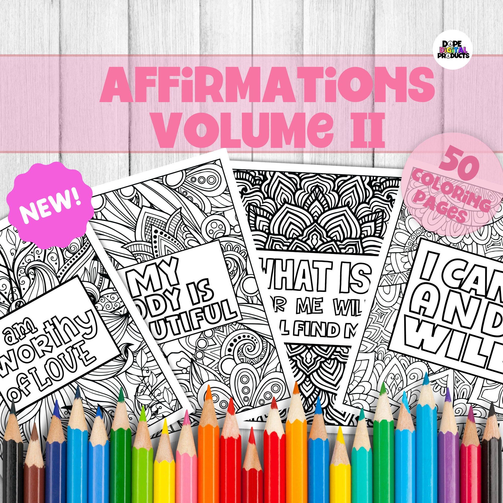 Adult Coloring Book Pages Affirmations - Etsy