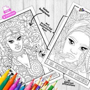 Black Women Coloring Book Black Girl Magic Printable Pages Affirmations ...