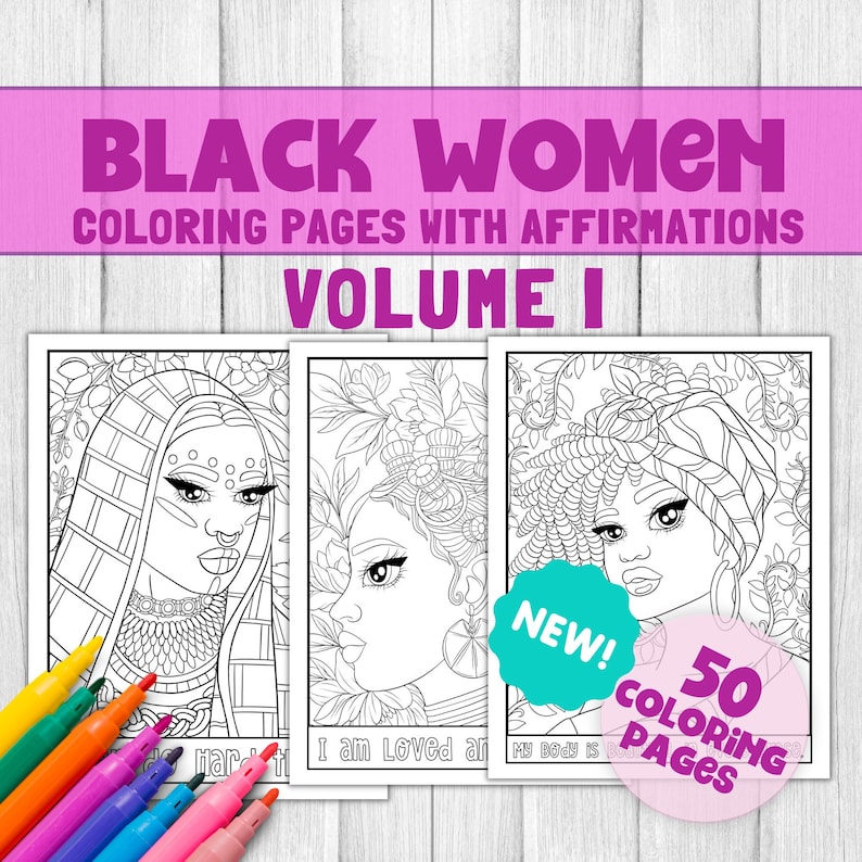 Black Women Coloring Book Black Girl Magic Printable Pages - Etsy