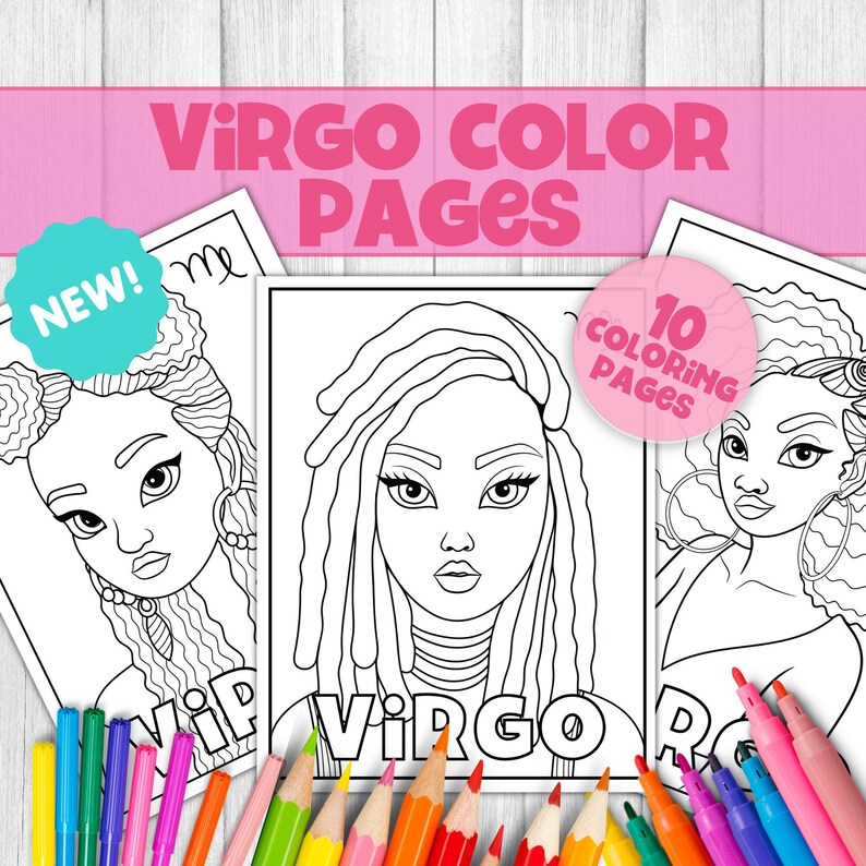 Coloring Book for Adults Zodiac Virgo - Etsy