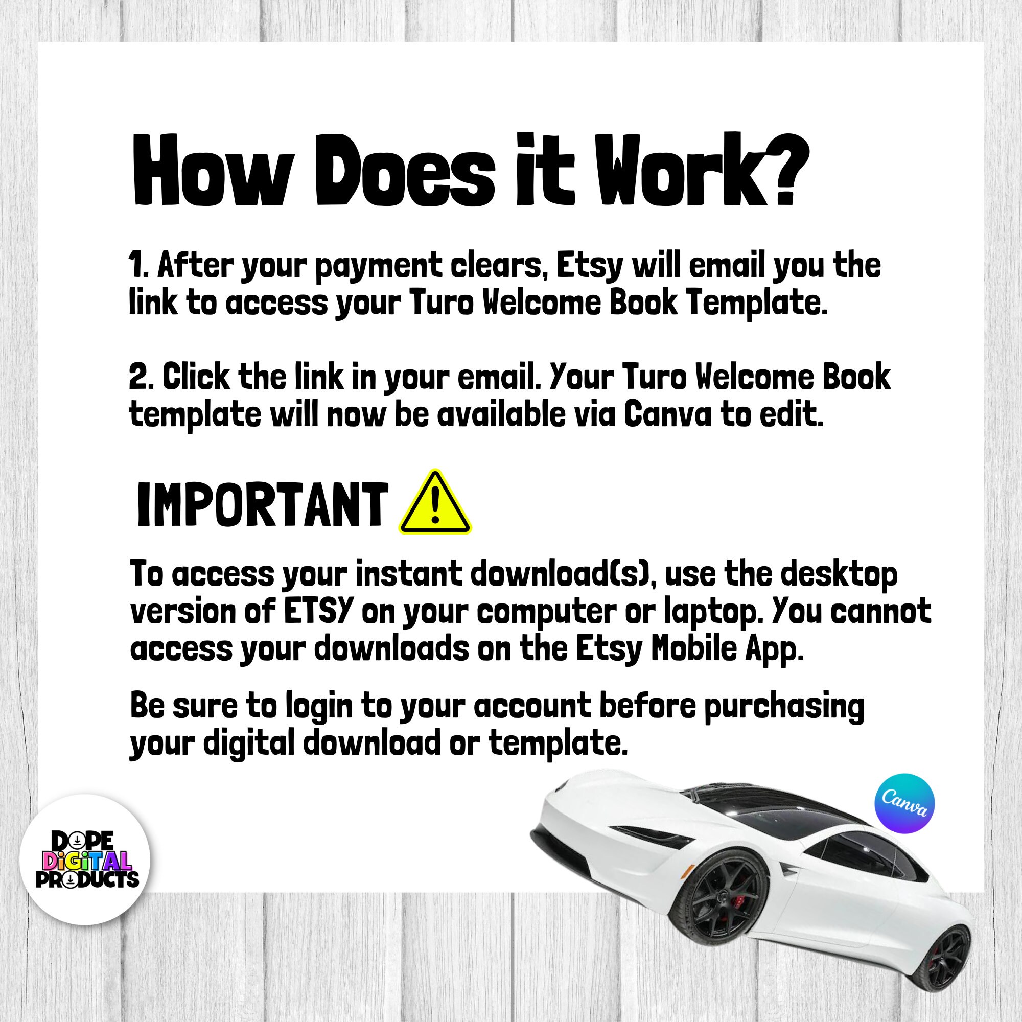 Turo Rental Welcome Book Template - Etsy