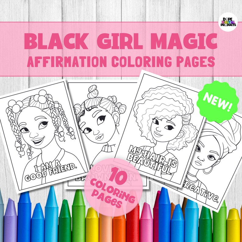 Coloring Book for Black Girls Magic Printable Pages Affirmations - Etsy
