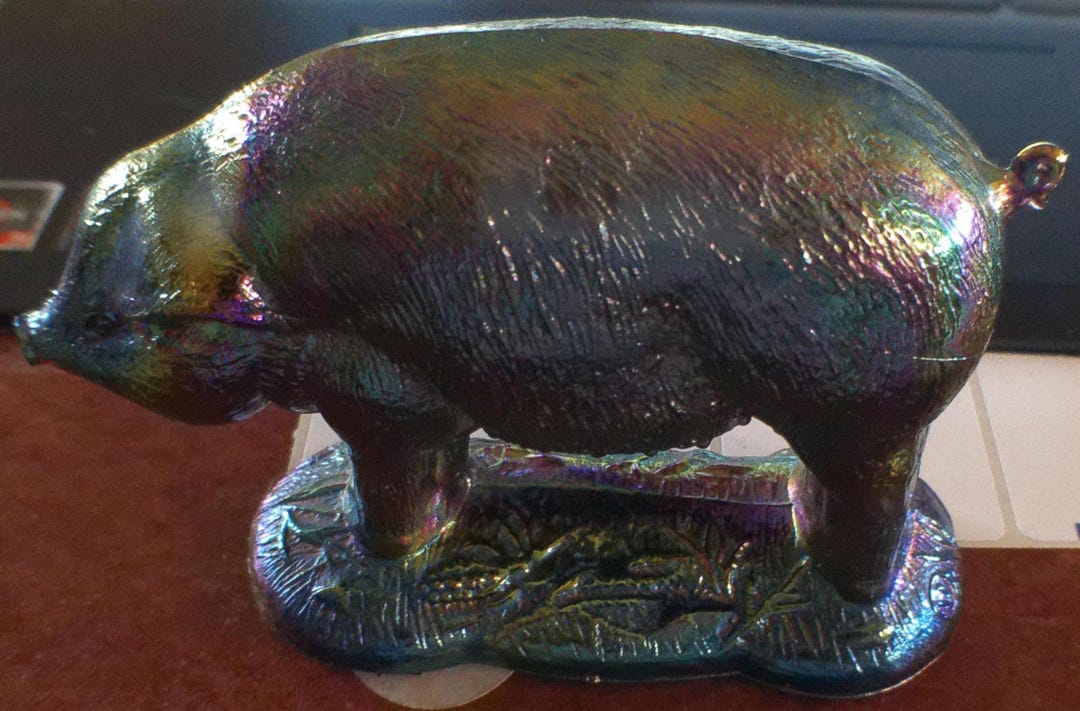 Beautiful Vintage Fenton Carnival Glass Pig - Etsy