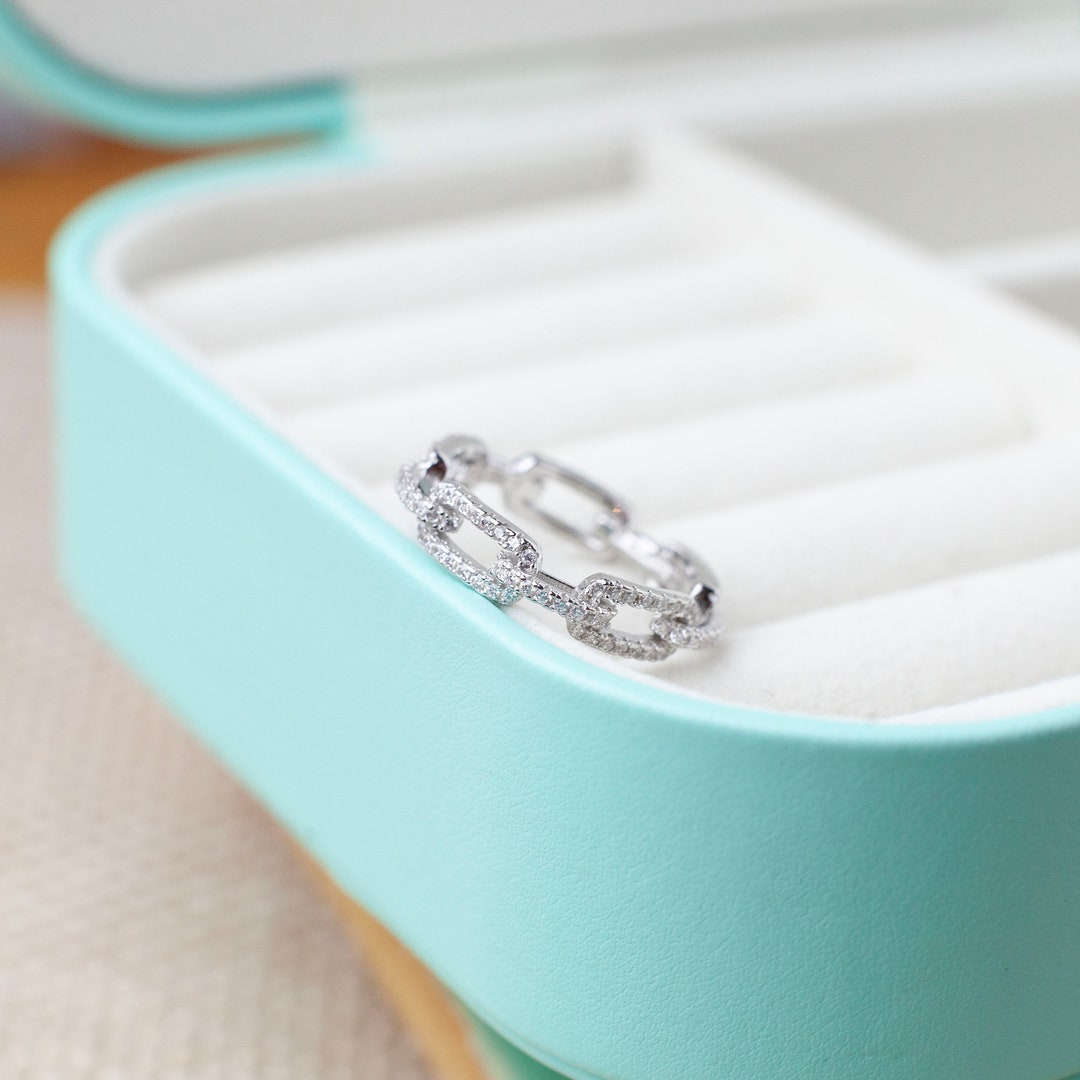 Chain Link Stackable Sterling Silver Band, Silver Rings for Her ...