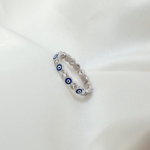 Dainty Evil Eye Ring: Sterling Silver Stackable CZ Diamond - Etsy