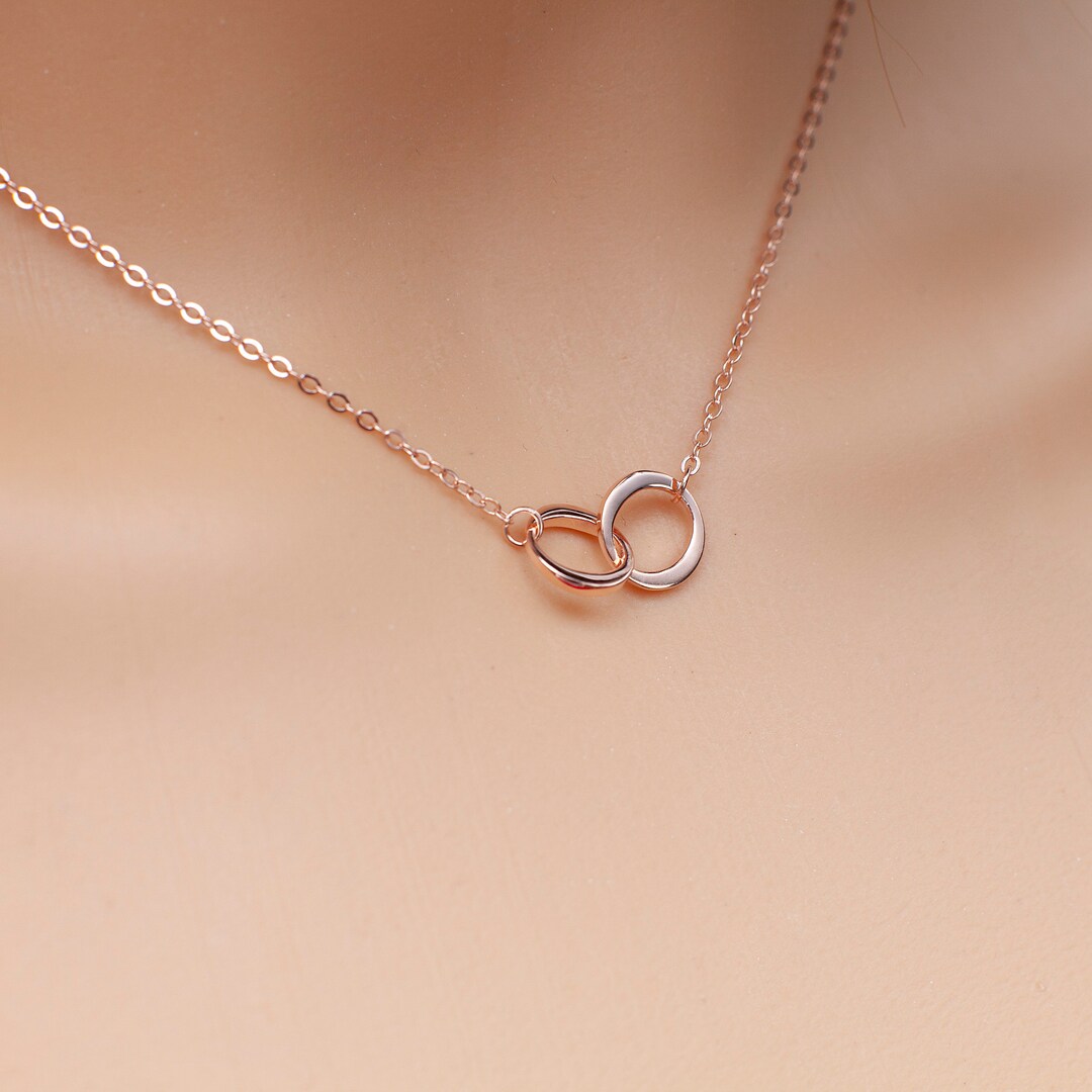 Rose Gold Loop Necklace, Sterling Silver, Valentines Day Gift for ...