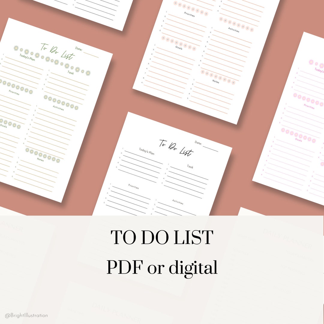 Minimalist TO DO LIST Printable, Basic- White Page and 4 Cute in ...