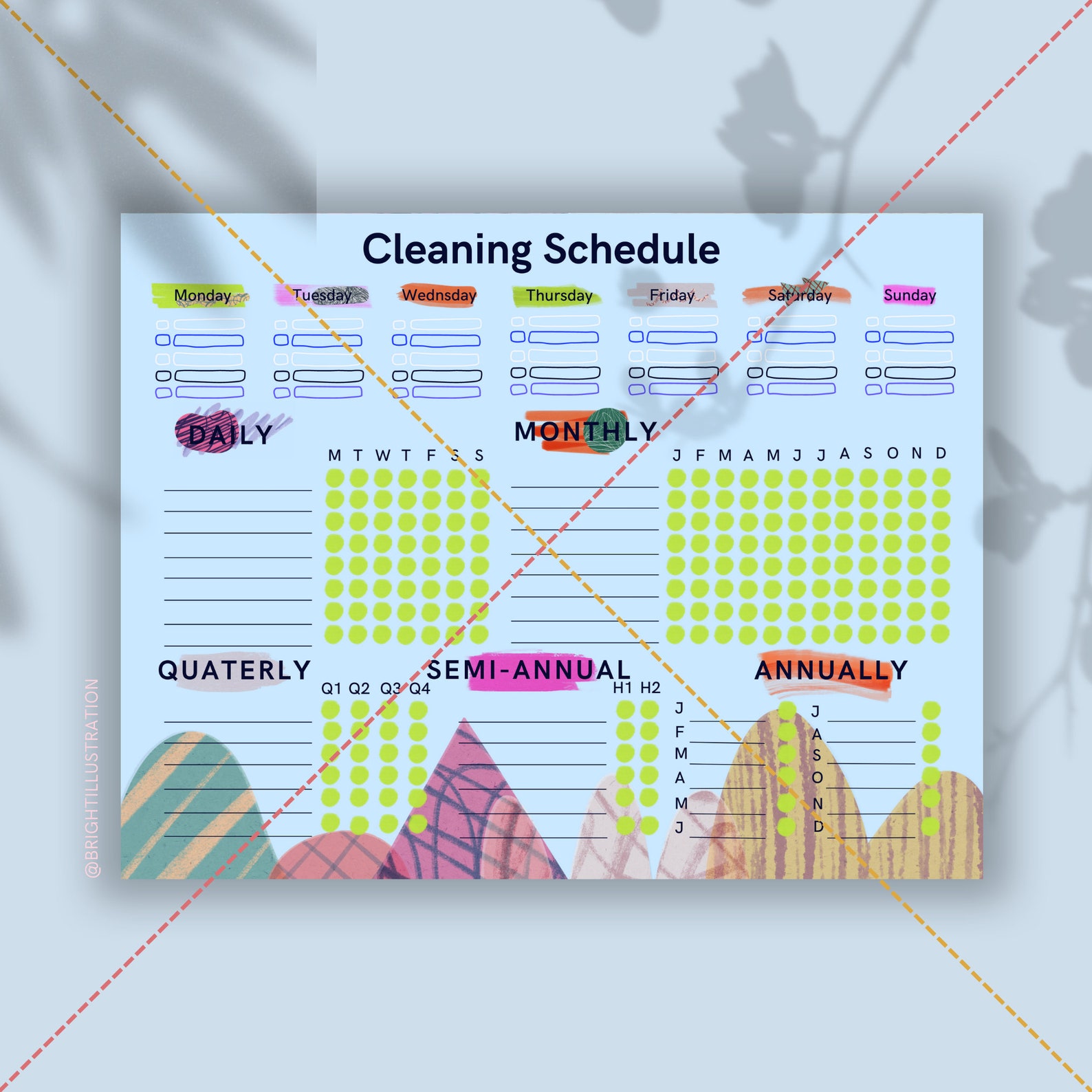 Cleaning Schedule Planner Printable PDF Cleaning Schedule Weekly House ...