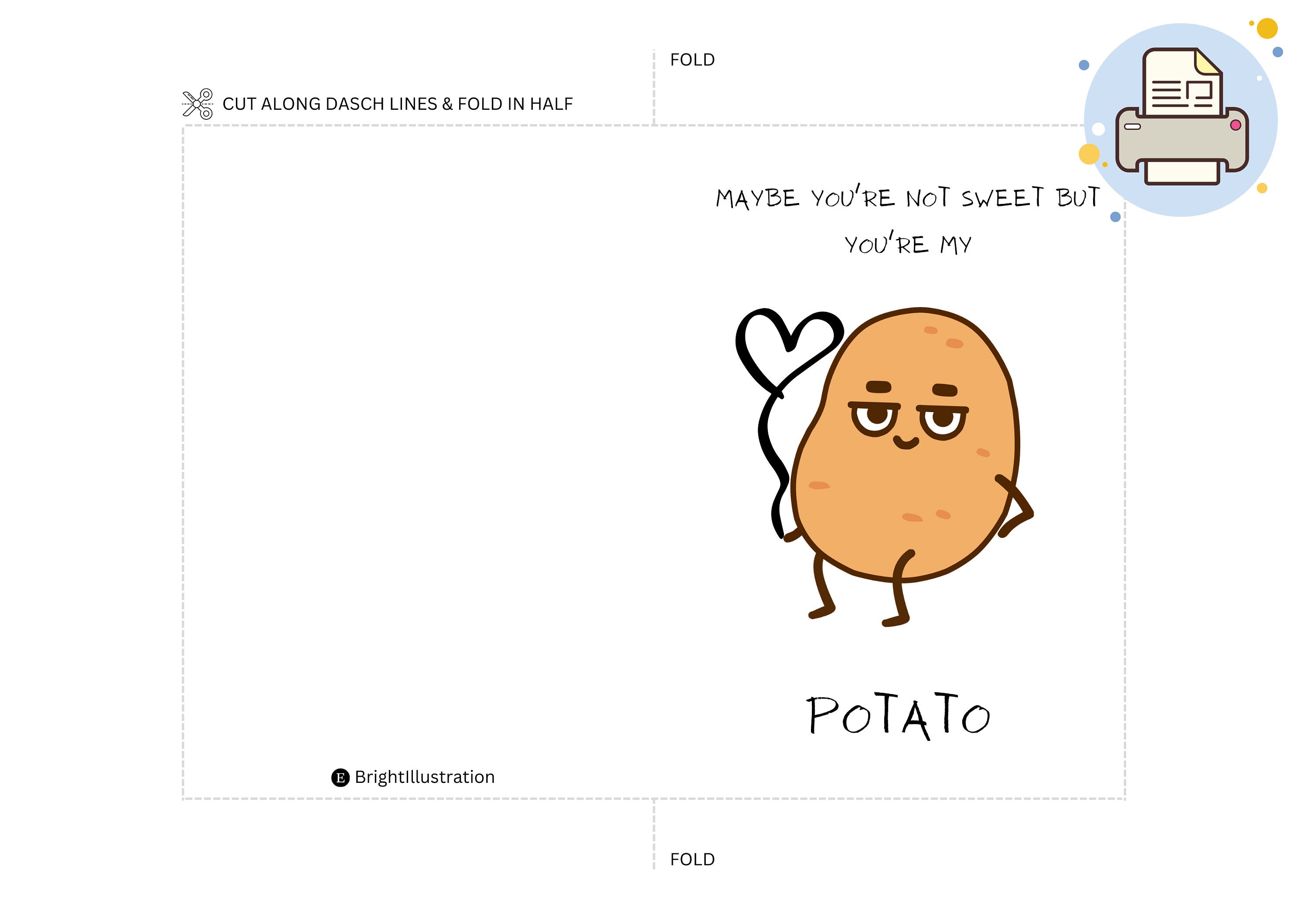 You're MY POTATO! Birthday Card, PRINTABLE Happy Birthday Card, Potato ...
