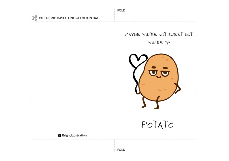 You're MY POTATO! Birthday Card, PRINTABLE Happy Birthday Card, Potato ...